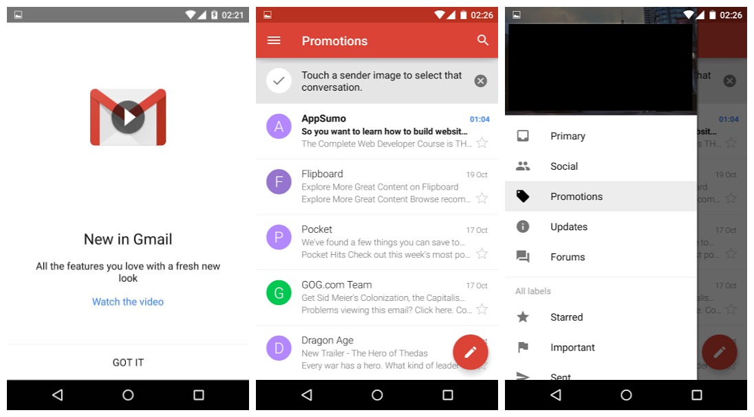 Gmail 5.0 For Android With Material Design Is Now Available For Download